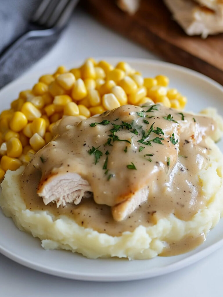 Easy Crockpot Chicken and Gravy - Lady Recipes