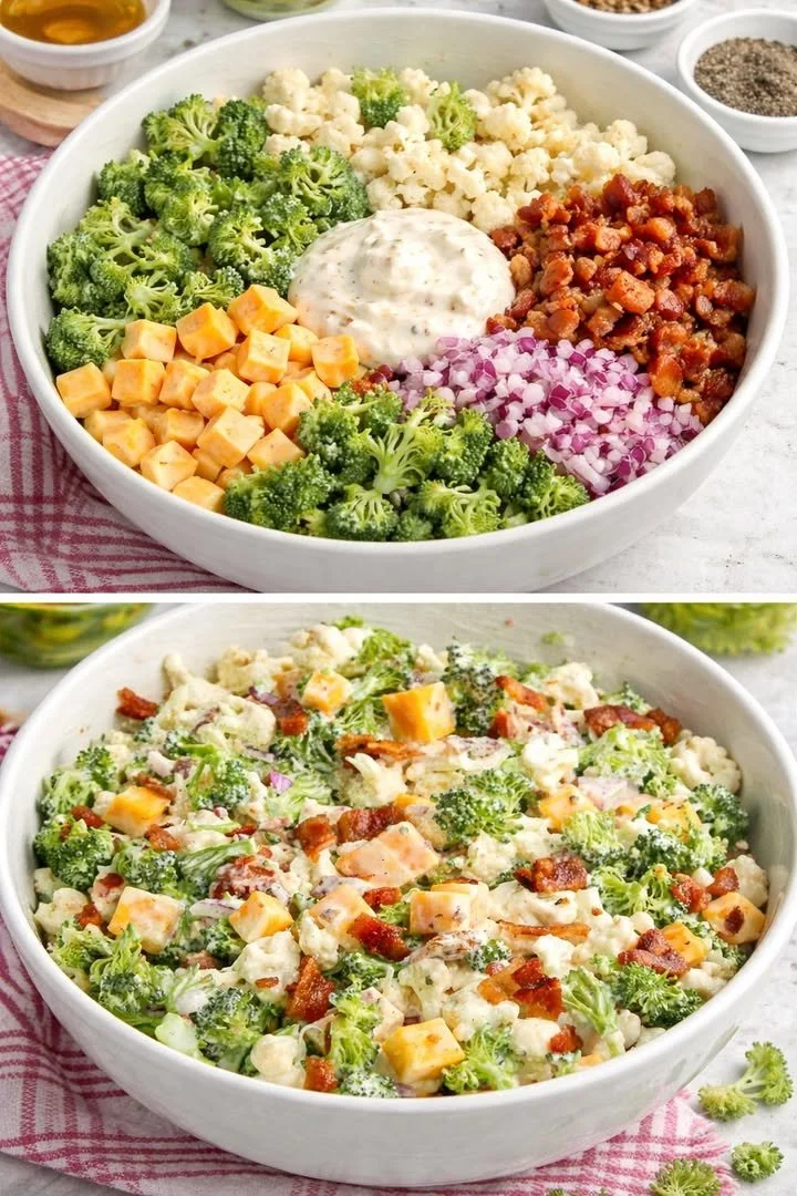 Loaded Broccoli Cauliflower Healthy Salad