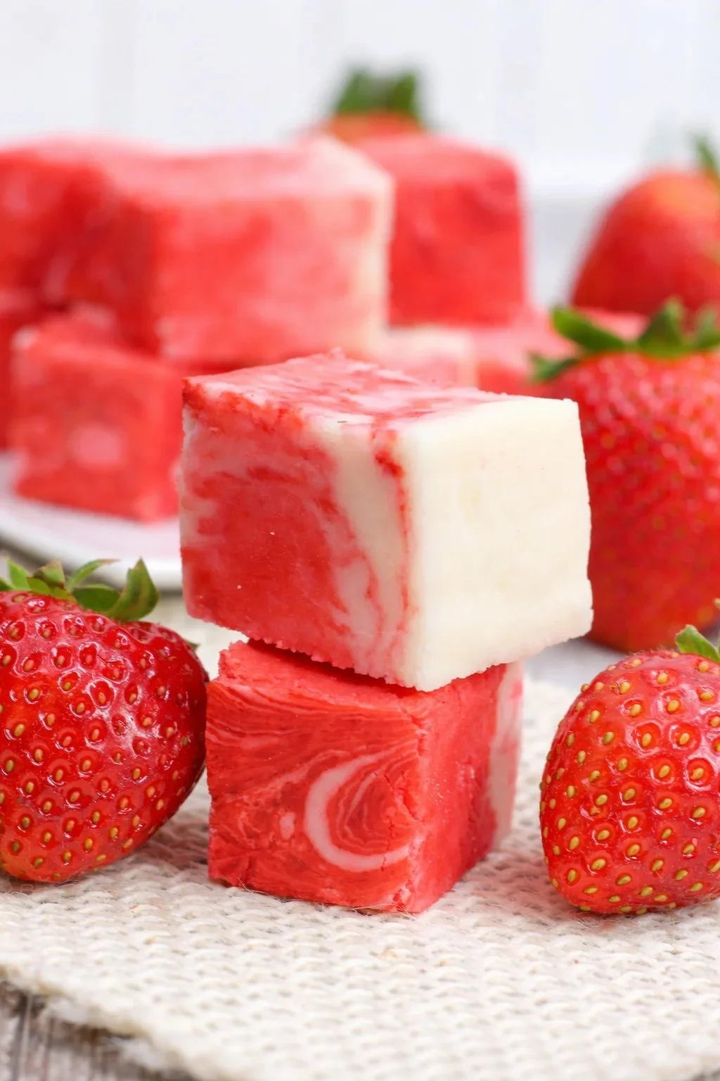 No Bake Strawberry Swirl Fudge